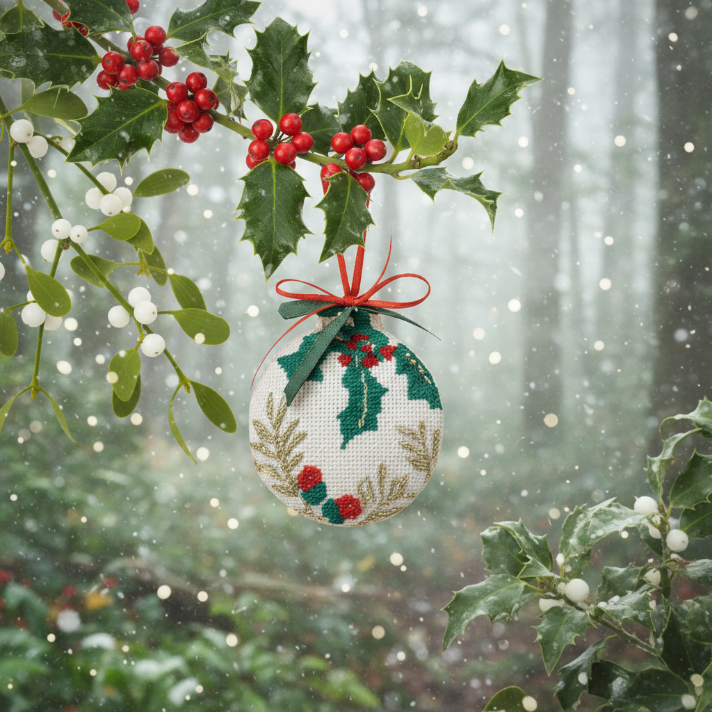 Canevas Peint Main Paris Boule Houx Blanche | Kit Tapisserie Française ...